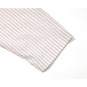 chouyatou Women's Casual Long Sleeve Button Down Loose Striped Cotton Maxi Shirt Dress (Medium, Khaki)