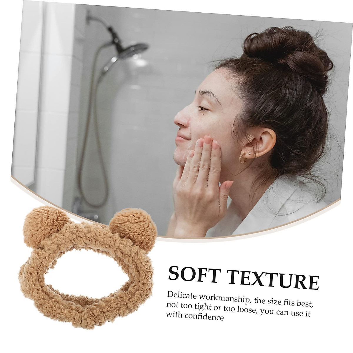 DRESSOOS Adorable Bear Ears Headband for Washing Face Cute Cartoon Makeup Headband for Women and Girls Soft Elastic Hairband for Skincare and Spa Routine
