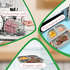 Powerful Suction Plates for Baby and Toddler,Baby Divided Plate,Christmas Plates,Non-Slip,BPA Free,Microwave & Dishwasher Safe,4 Pack Unbreakable Feeding Set