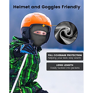 Aegend Kids Balaclava Windproof Ski Face Warmer for Cold Weather Winter Sports Skiing, Running, Cycling, 1 Piece, 4 Colors Gray