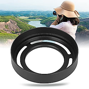 GOSHYDA Camera Lens Hood,Beautiful Appearance Hollow, Metal Compact Detachable, 52mm, with Centre Pinch Lens Cap, for Fuji X10/X20/X30(Black)