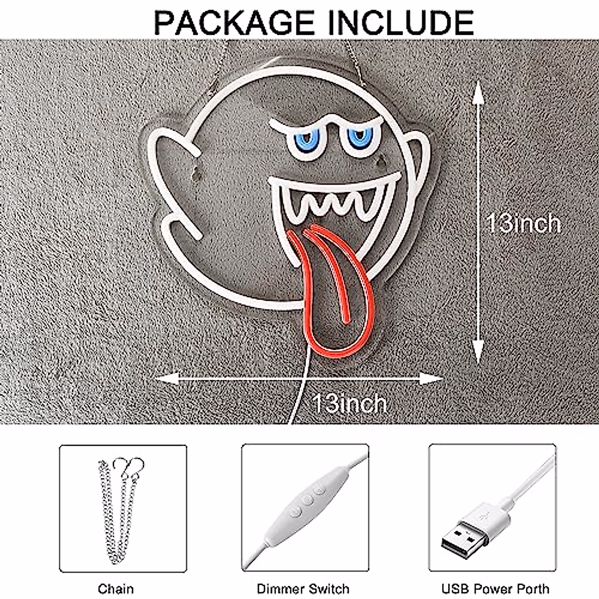 GHOST LED Neon Signs Halloween Beer Bar Club Bedroom Neon Lights for Office Hotel Pub Cafe Wedding Birthday Party Man Cave Night Light Art Wall Lights 13" x 13" Red