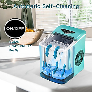 rosmena Ice Maker Countertop, 30lbs/24H Ice Maker Machine, 9 Cubes in 6 Mins, Self-Cleaning Ice Makers with Basket and Scoop, Portable Small ice Maker, 2 Sizes of Bullet Ice for Home Kitchen Office