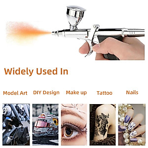Airbrush kit, Airbrush Gun, Dual-Action Air Brush Set, Trigger Air Brush Spray Gun with 0.3, 0.2, 0.5mm Needles, 3 Sets Nozzles, Air Cap, Paint Cup, Air Hose, for Painting Nails Cake Tattoo Makeup