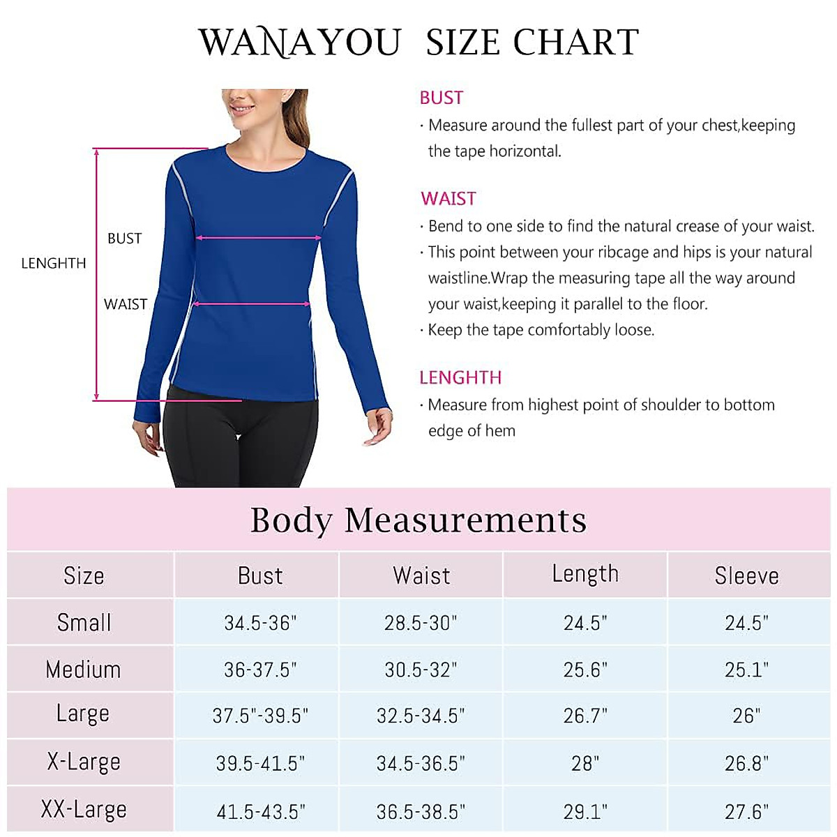 WANAYOU Women's Compression Shirt Dry Fit Long Sleeve Running Athletic T-Shirt Workout Tops (3 Pack(Black+White+Blue), Medium)