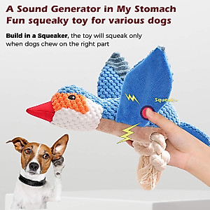 Squeaky Dog Toys Dog Chew Toy for Aggressive Chewers Dog Stuffed Animals Rope Chew Toy Dog Teethbrush Dental Chew Toy for Small Medium Large Doggy or Puppy Red-Billed Bird
