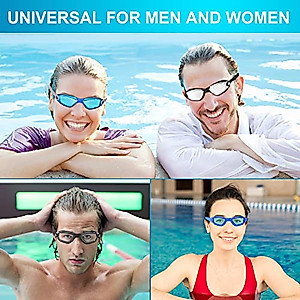 RABIGALA Swimming Goggles Adult, Swim Goggles Anti-Fog Waterproof Anti-UV Clear Vision Swim Goggles with Earplugs & 3 Nose Pieces suitable for Women Men(Gray-Blue)