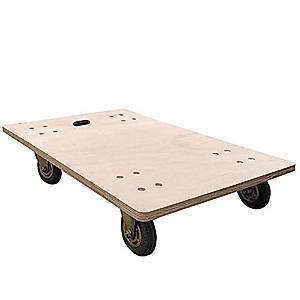 YGCBL Multifunction Portable Hand Trucks,Trolleywood Platform Dolly Transport Roller Wooden Portable Hand Dolly Multi Purpose 3 Inches Rubber Wheel, 7 Sizes,Beige,45X30 cm