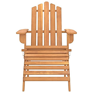 Tidyard Patio Adirondack Chair with Footrest Solid Wood Acacia Outdoor Fire Pit Chair Wooden Garden Armchair for Porch Pool Lawn Deck Backyard Balcony Outdoor