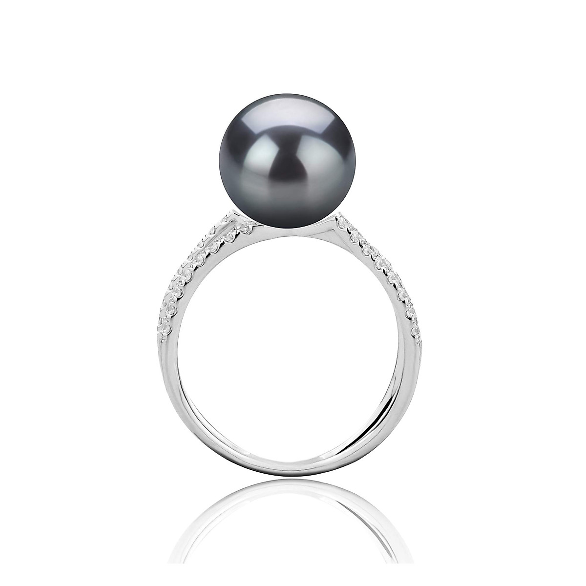 Zana Black 9-10mm AAA Quality Tahitian 925 Sterling Silver Cultured Pearl Ring For Women - Size-7