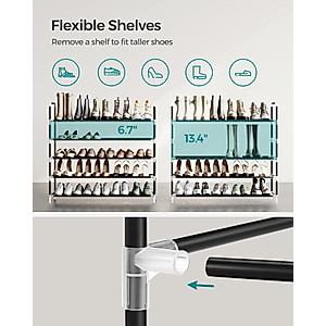 SONGMICS 2-Tier Shoe Rack with Shelves for Closet Entryway, Black ULSH052B01