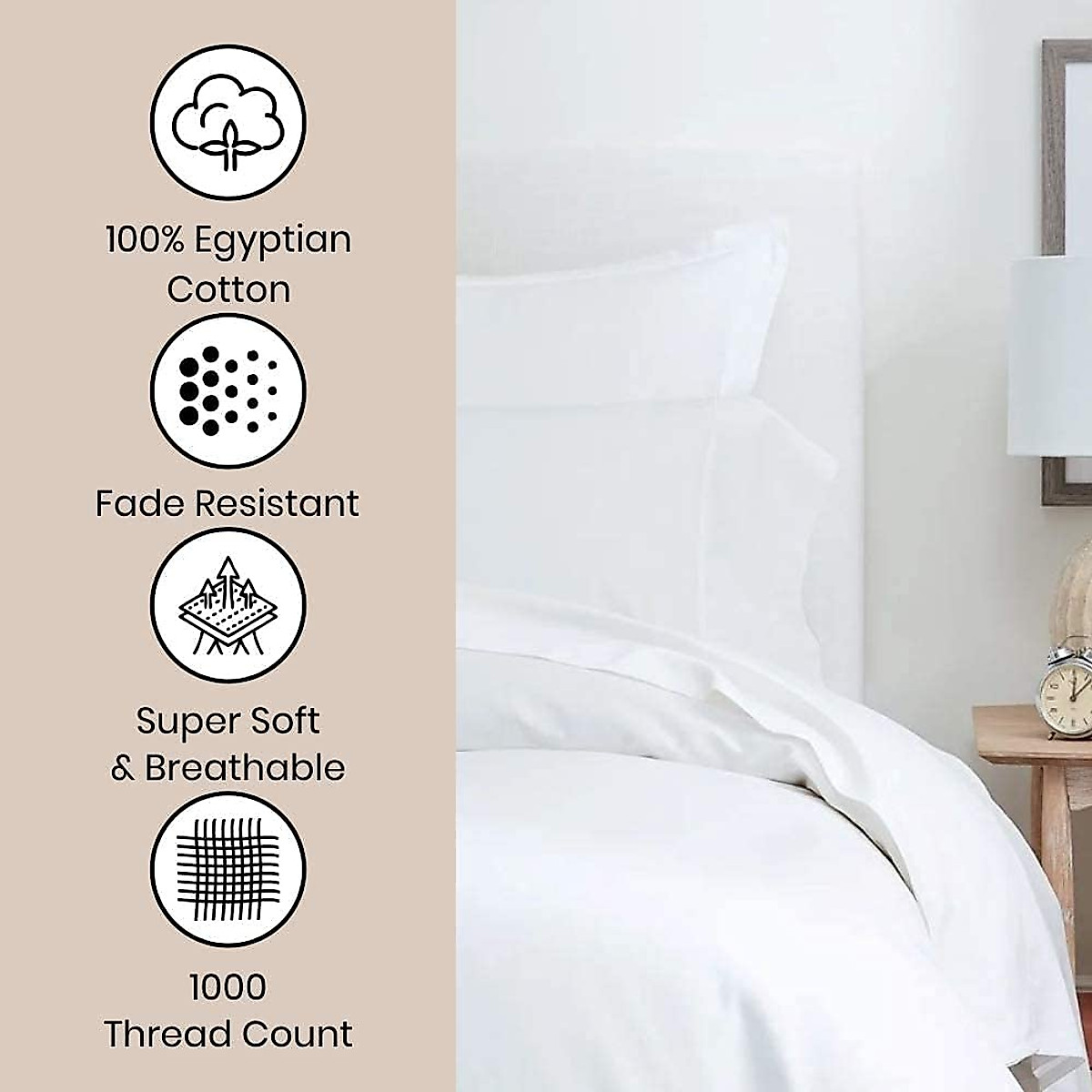 Marina Shades 100% Egyptian Cotton California King 3 Pc Solid Duvet Cover Set with Pillowcases 1000 Thread Count Super Soft Breathable Fade Resistant Anti-Pilling Hotel Class Luxury Bedding (White)