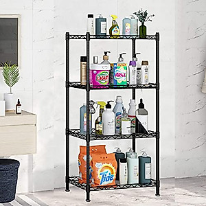 YIZAIJIA Storage Rack Shelving Adjustable 4 Tier Tall Metal Unit Organizer Wire Rack for Closet Bathroom Laundry Small Space Kitchen Garage