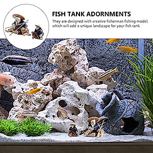 Cabilock Mini Fisherman Statue Fairy Garden Figurine Ceramic Exotic Environments Bonsai Pot Flower Vase Aquarium Decorations Asian Decor for Zen Garden Home Decor