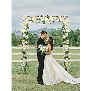 Lvydec 2 Pack Artificial Peony Flower Garland - 6ft Silk Peony White Flower Garland Arch Flower Vine for Wedding Party Table Decoration (2, White)