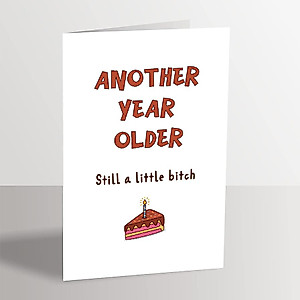 Ure Tenk Cheeky Birthday Card for Sister Bro, Funny Bday Card for BFF, Sarcastic Birthday Card for Sibling, Another Year Old, Still A Little Bit*h
