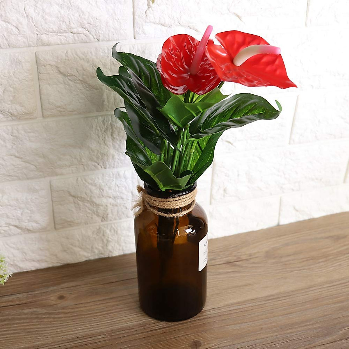 Mumusuki Artificial Flower Bouquet Plastic Artificial Plant Fake Red Anthurium Flowers Bouquet Wedding Home Garden Decor