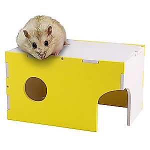 MILIFUN Hamster Houses and Hideouts, Chinchilla House Dwarf Hamster Hideout with Climbing Ladder Slide, Multi-Chamber Small Animal Maze Hut for Hedgehog Syrian Mice Hideout.
