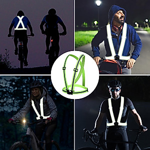 Reflective Vest, 2-Pack Reflective Gear High Visibility Suspenders Safety Lightweight Straps with Elastic & Adjustable Holes, 360° Hi-Vis Running Vest for Running, Jogging, Hiking, Cycling, and More