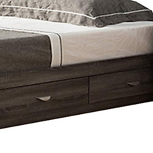 Benzara Grained Wooden Frame Twin Size Chest Bed with 3 Drawers, Distressed Gray