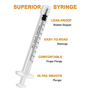 1ml with 25 Gauge 1 Inch, Lab Supplies for Industrial Scientific Labs, Liquid Measuring, Pack of 20