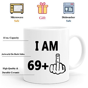 PEJAFAN 70th Birthday Gifts for Women Men Coffee Mugs - I Am 69 Plus One Gifts - 1953 Years Old Birthday Gifts for Dad, Mom, Husband, Wife, Grandma, Grandpa, Seventieth Birthday Gift (70th Birthday)