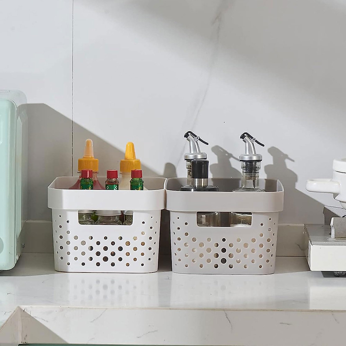 HANAMYA Lidded Storage Bin Organizer | Storage Organizing Container, 11 Liter, Set of 6, Gray