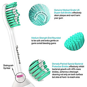 Toptheway Replacement Brush Heads Compatible with Sonicare E-Series Essence Xtreme Elite Advance and CleanCare Screw-On Toothbrush Handles HX7022/66, 6 Pack