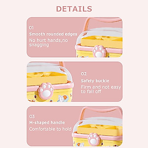 Cute Girls Hair Accessories Storage Organizer Box with Stickers, 3-Layers Plastic Hair Ties Holder Hair Clips Container Headbands Organizer Gift for Baby Girls, White+Pink (Without Accessories)