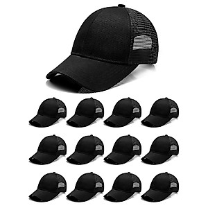 24 Pieces Blank Trucker Hats Bulk Black Mesh Baseball Caps Adjustable for Men Women Teen Sports Workout Sublimation DIY