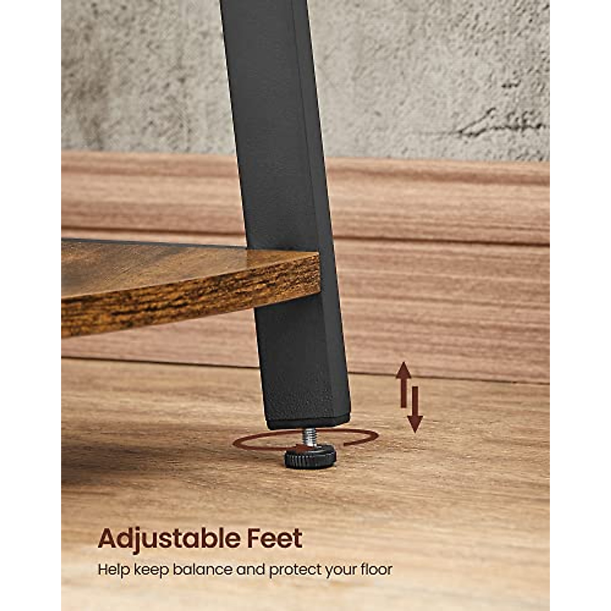 VASAGLE 71.6 Inch Tall Corner Shelf, 5 Tier Rustic Corner Bookshelf Bookcase, Corner Ladder Shelf Multipurpose, Plant Stand for Living Room, Bedroom, Kitchen, Brown and Black ULLS804B01