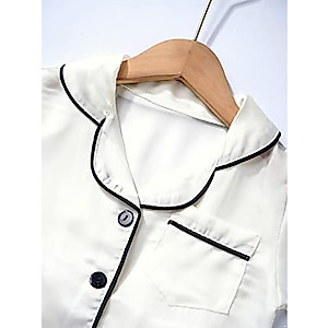 zdhoor 2Pcs Satin Silk PJs Sleepwear Infant Baby Boys Girls Pajama Set Cute Cartoon Shirt Tops with Pants Set White 6-12 Months