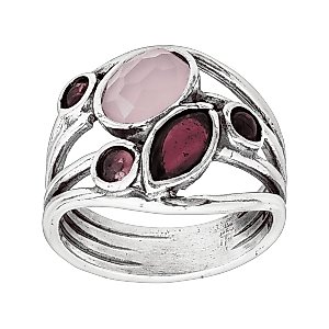 Silpada 'Red Alert' Natural Garnet, Rose Quartz, & Pink Tourmaline Ring in Sterling Silver, Size 8
