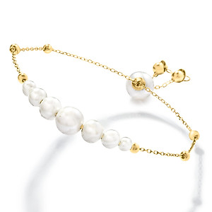 Ross-Simons 4-9.5mm Cultured Pearl Bolo Bracelet in 14kt Yellow Gold