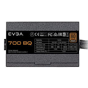 EVGA 700 BQ, 80+ Bronze 700W, Semi Modular, 5 Year Warranty, Power Supply 110-BQ-0700-V1