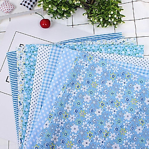 7Pcs Assorted Fat Quarter Bundle Quilt Quilting Cotton Fabric Sewing DIY Set (Blue)