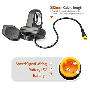 E-Bike 108X Left Thumb Throttle Speed Control 3 Pin Waterproof Connector 12V 24V 36V 48V 72V for Electric Scooters and EBike (108X-L Waterproof Plug)