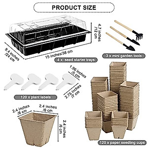 Aodaer 247 Pack Seed Starter Kit Including Peat Pots for Seedlings Seed Starter Tray with Plant Labels, Tool, Plastic Growing Trays Germination Tray Paper Seedling Cups for Indoor Outdoor Garden