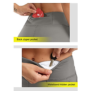 SANTINY Women's 6'' Athletic Long Shorts with 4 Pockets High Waisted Bermuda Shorts for Women Walking Running Casual (Light Grey_M)