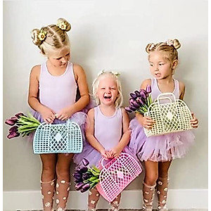 Makukke Jelly Bag for Women,Beach Tote Bag Womens' Fashion Plastic Jelly Purse,80's Retro Purse with Burlap Bags