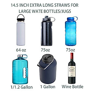 Extra Long 14.5 Inch Reusable Silicone Straws for Wine Bottle,1 Gallon/128 64 75 OZ Water Bottle,Mugs,1/Half Gallon Hydro Water Jug, Flexible Tall Giant Big Gallon Jug Drinking Straw With Brush-8 Pack