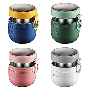 GTHFINE for Hot Food, 21oz Stainless Steel Lunch Box, Food for Hot Food for Adults for Leakproof Thermal Food Jar for School Office Picnic Travel for Soup with Foldable Spoon (4pcs)