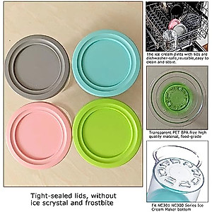 16 oz Ice Cream Pints Ice Cream Containers and Lids,Creami Pint Containers Color lids Ice Cream Storage Containers BPA-Free & Dishwasher Safe Cream Pints Cup for NC301 NC300 NC299AMZ Series (4Pcs)