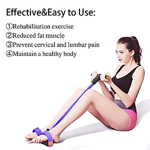 FateFan Multifunction Tension Rope, 6-Tube Elastic Yoga Pedal Puller Resistance Band, Natural Latex Tension Rope Fitness Equipment, for Abdomen/Waist/Arm/Leg Stretching Slimming Training (Purple)