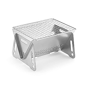 Mini Charcoal Grill, Stainless Steel Barbecue Grill,Portable and Foldable BBQ Barbecue Oven for Outdoor Cooking Camping Hiking Picnics (210mm*160mm*125mm)