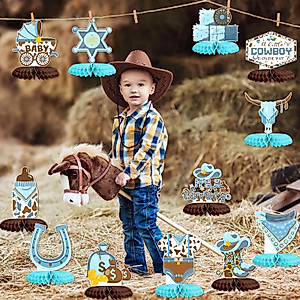 Tarklanda 12PCS Western Cowboy Honeycomb Centerpieces Wild West Party Decorations for Tables Western Theme Party Decor A Little Cowboy is On The Way Baby Shower Supplies
