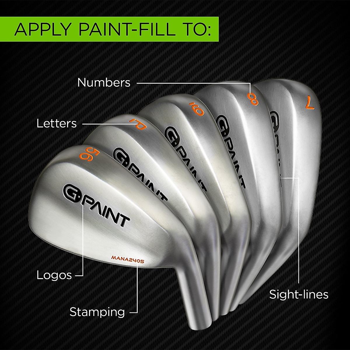 G-Paint Golf Club Paint Touch Up, Fill In, Customize or Renovate Your Clubs - 8 Pack of 10ml Bottles. Black, White, Red, Blue, Yellow, Pink, Orange & Green