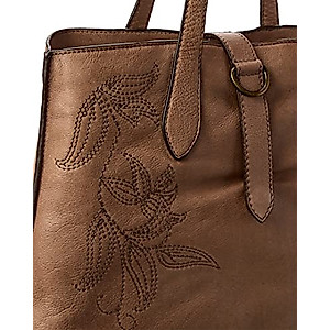 Frye Hadley Embroidered Leather Tote, Grey
