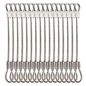 Bytiyar 20 pcs 6 inch (15cm) 3mm Thickness Stainless Steel Wire Cable with Loops Vinyl Cover Coated Short Rope Lanyard Lock Safety Tether Chains, Clear