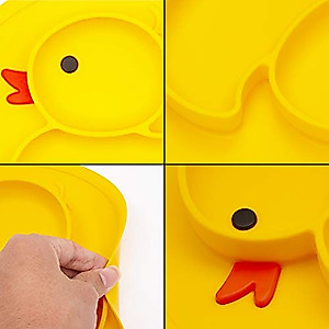 Qshare Toddler Plate, Portable Baby Plates for Toddlers and Kids, BPA-Free Strong Suction Plates for Toddlers, Dishwasher & Microwave Safe Silicone Placemat 9x6x1.4 inch